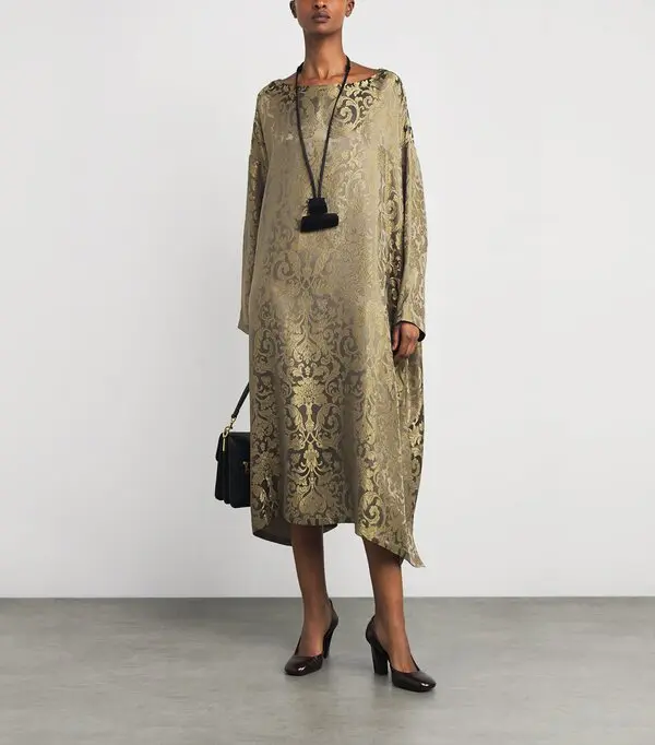 Eskandar Metallic Jacquard Midi Dress
