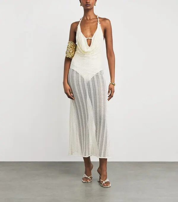 PatBO Wave Mesh Midi Dress