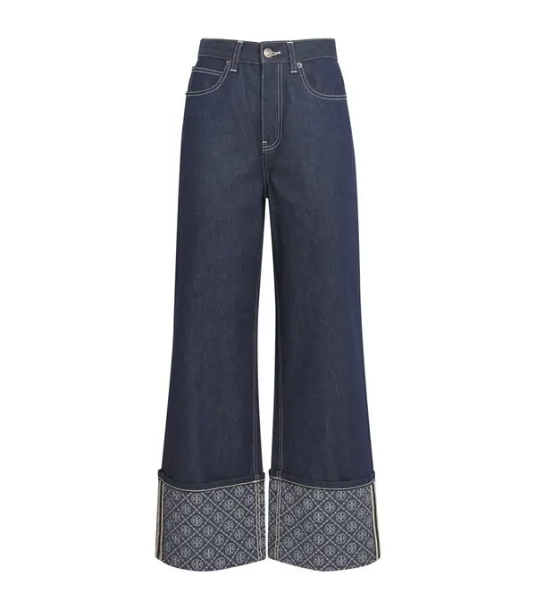 Tory Burch Contrast-cuff Straight Jeans