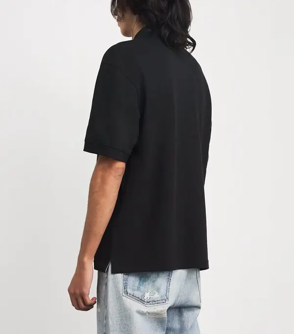 Stone Island Cotton Embroidered Polo Shirt - Black