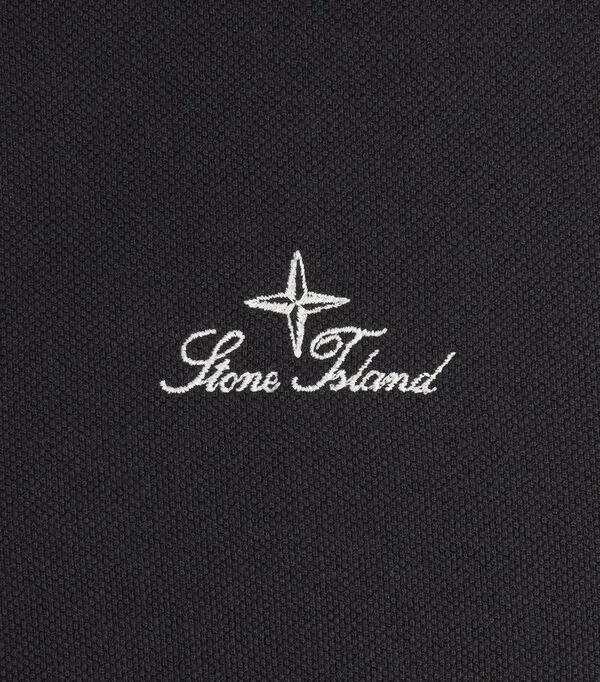 Stone Island Cotton Embroidered Polo Shirt - Black