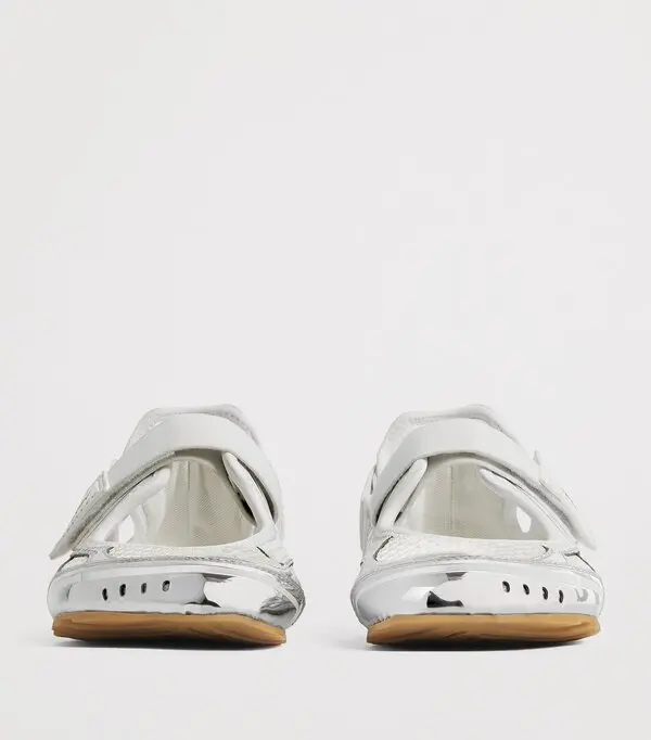 Bottega Veneta Fabric And Faux Leather Mary Jane Sneakers - Silver
