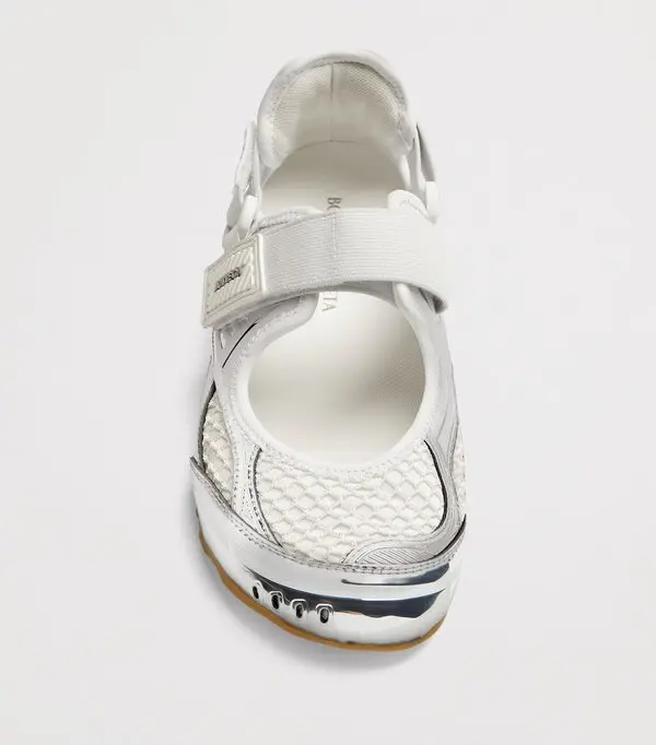 Bottega Veneta Fabric And Faux Leather Mary Jane Sneakers - Silver