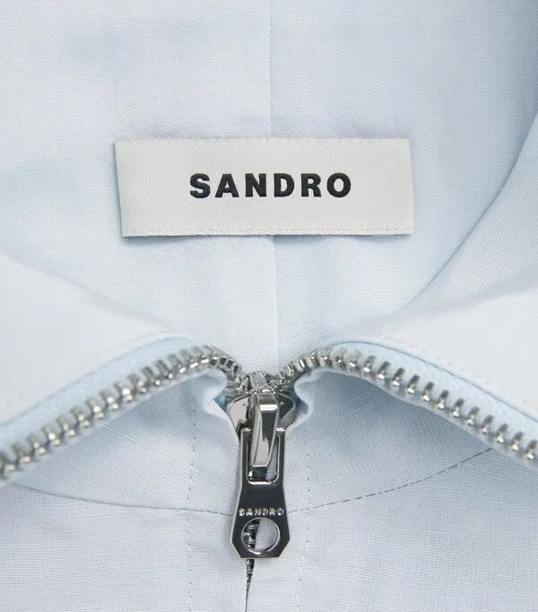 Sandro Embroidered Funnel-neck Jacket - Blue