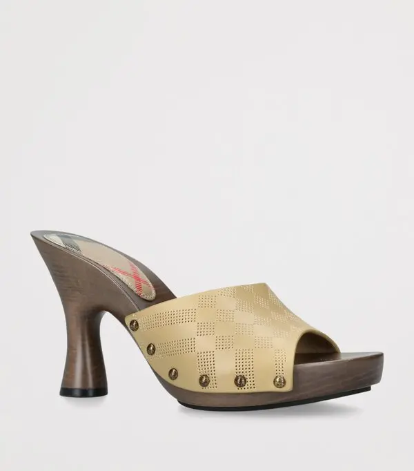 Burberry Leather Check Potter Mules