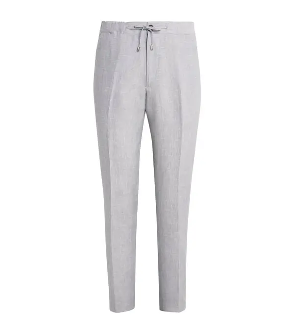 FIORONI CASHMERE Linen Drawstring Tailored Trousers