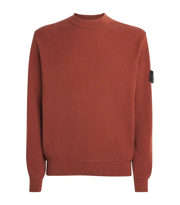 Stone Island Cotton Rib-knit Compass Sweater - Red