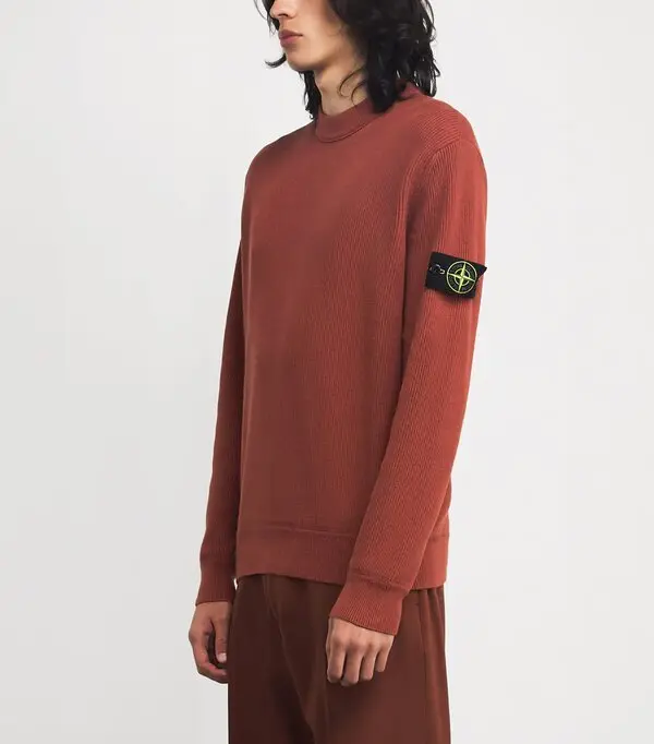 Stone Island Cotton Rib-knit Compass Sweater - Red