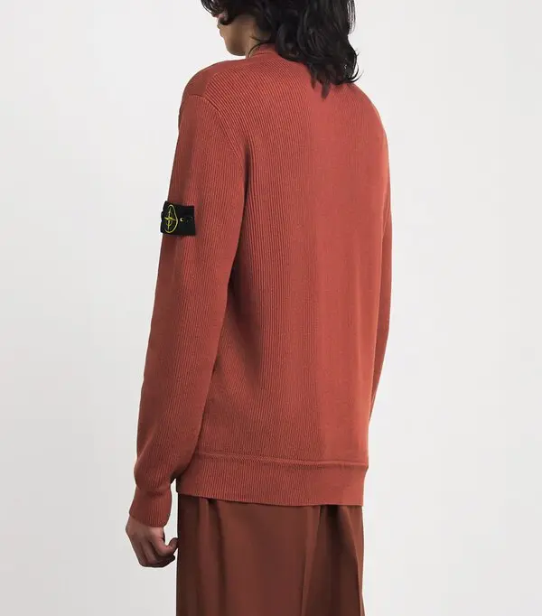 Stone Island Cotton Rib-knit Compass Sweater - Red