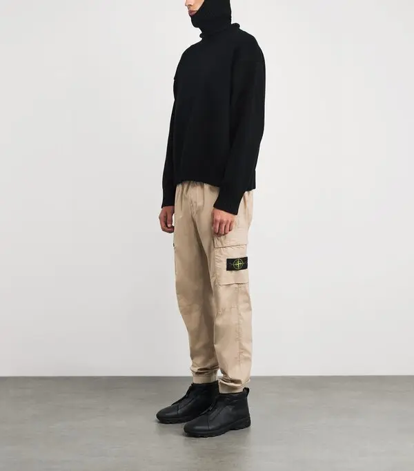 Stone Island Stretch-cotton Cargo Trousers - Beige