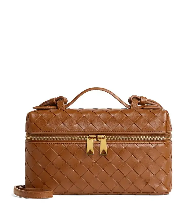 Bottega Veneta Leather Intrecciato Bang Bang Vanity Case Bag - Brown