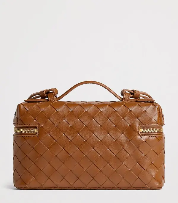 Bottega Veneta Leather Intrecciato Bang Bang Vanity Case Bag - Brown