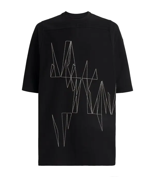 Rick Owens X Moncler Cotton Embroidered Jumbo T-shirt - Black