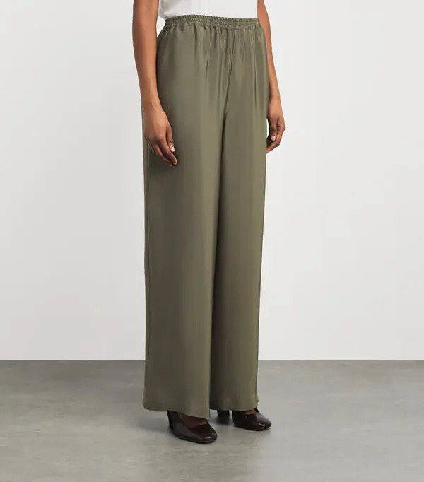 Eskandar Silk Flared Trousers - Green