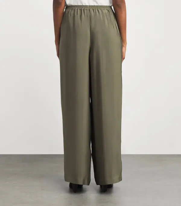 Eskandar Silk Flared Trousers - Green