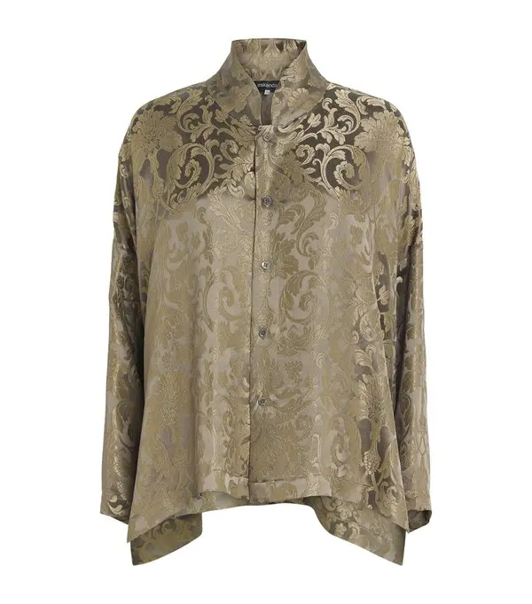 Eskandar Metallic Jacquard Shirt - Green
