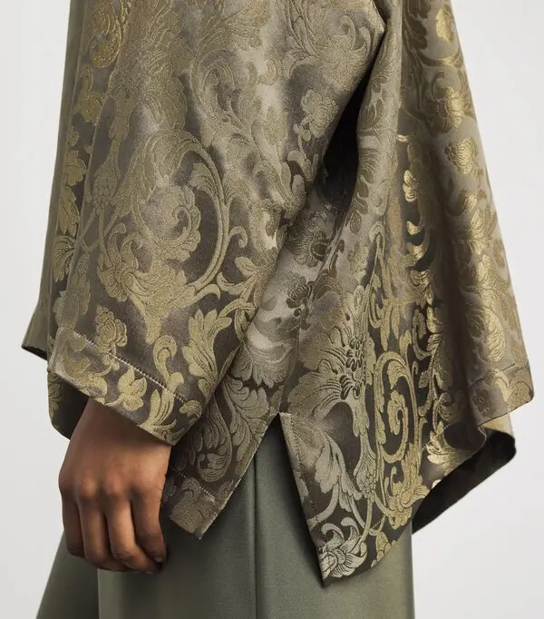 Eskandar Metallic Jacquard Shirt - Green