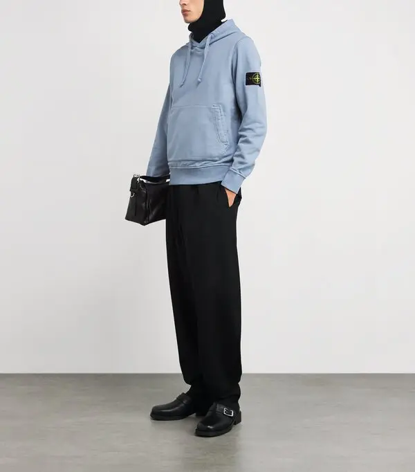 Stone Island Organic Cotton Fleece Hoodie - Blue
