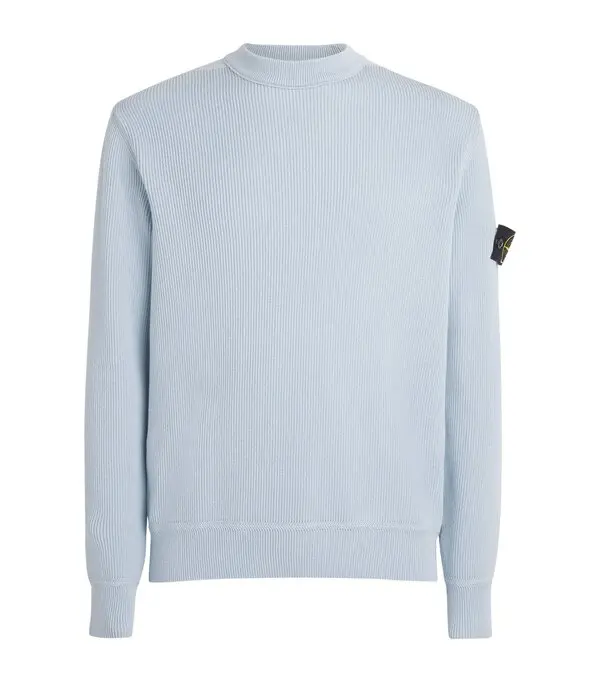 Stone Island Cotton Rib-knit Compass Sweater - Blue