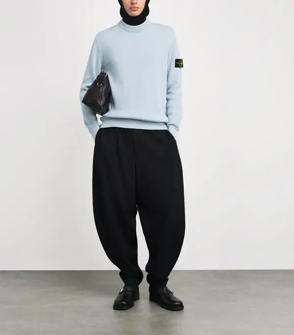 Stone Island Cotton Rib-knit Compass Sweater - Blue