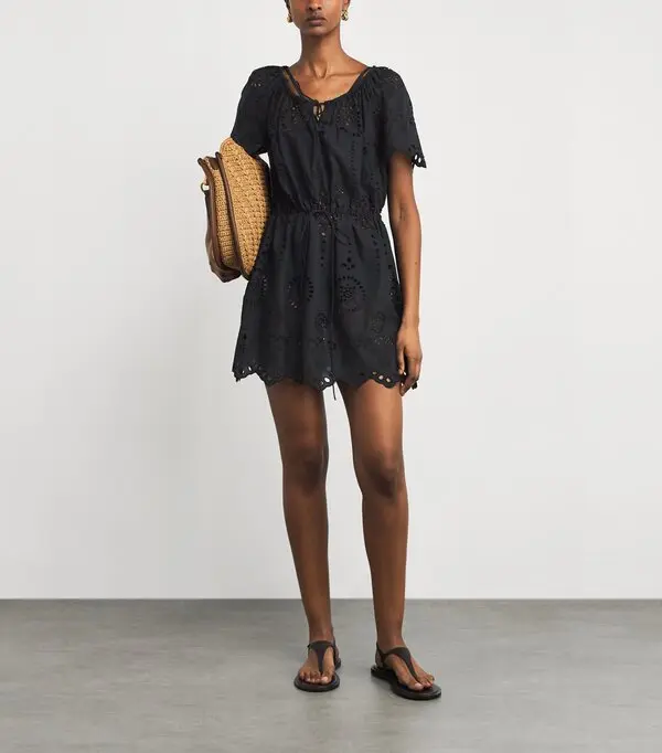 black broderie anglaise mini dress IRO Yante Broderie Anglaise Mini Dress Black Cotton Size 36 NEW – Celebrity  Owned main image 1