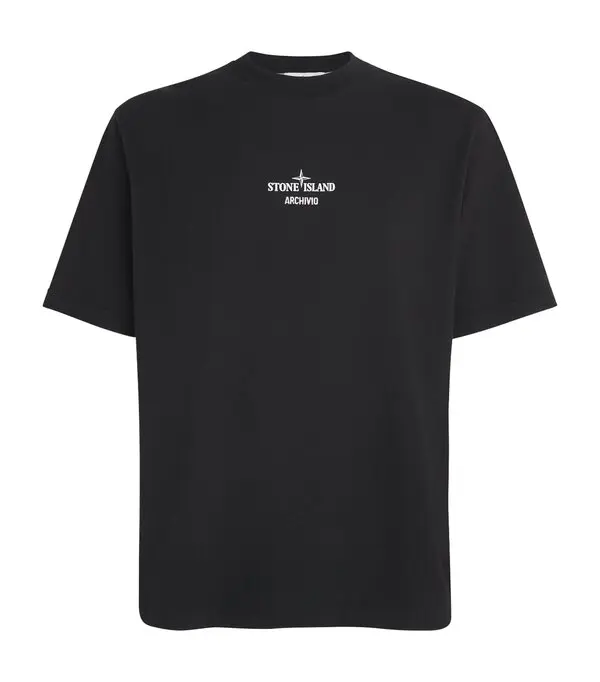 Stone Island Cotton Archivio Logo T-shirt - Black