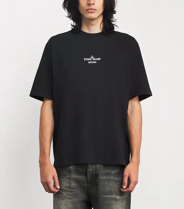 Stone Island Cotton Archivio Logo T-shirt - Black