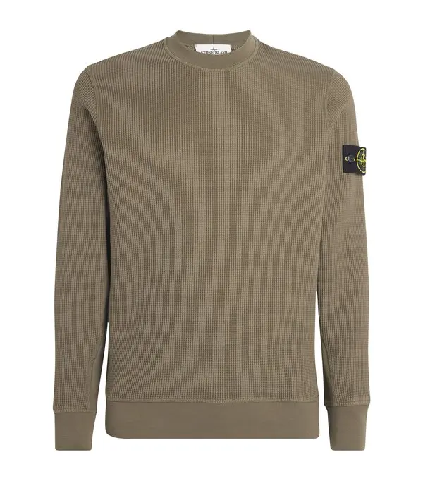 Stone Island Cotton Waffle-knit Crew-neck Sweater - Green