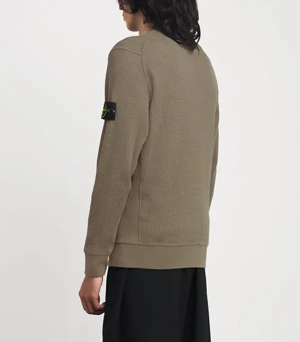 Stone Island Cotton Waffle-knit Crew-neck Sweater - Green
