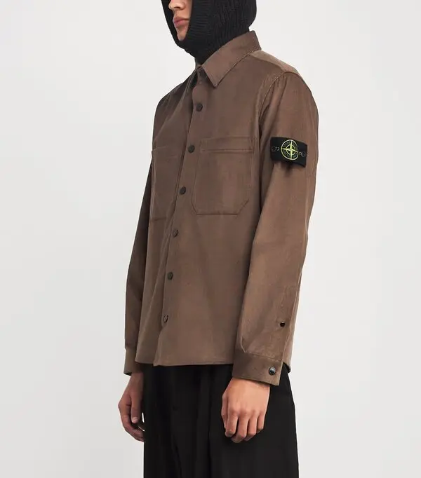 Stone Island Cotton Corduroy Compass Overshirt - Brown
