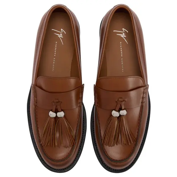 GIUSEPPE ZANOTTI Leather Loafers With Tassels - Light_brown