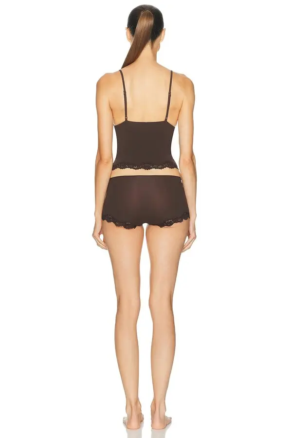 SKIMS Fits Everybody Lace Triangle Cami & Boyshort Set - Espresso