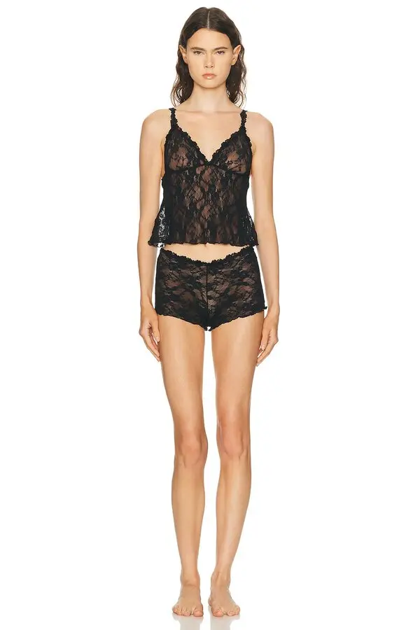 SKIMS Stretch Lace Cami And Short Set - Soot