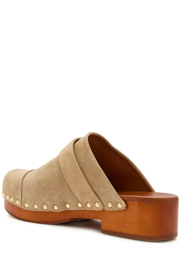 Chloé Jeannette 40 Suede Clogs - Beige
