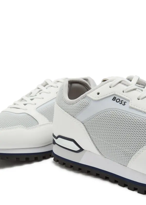 BOSS Panelled Mesh Sneakers - White