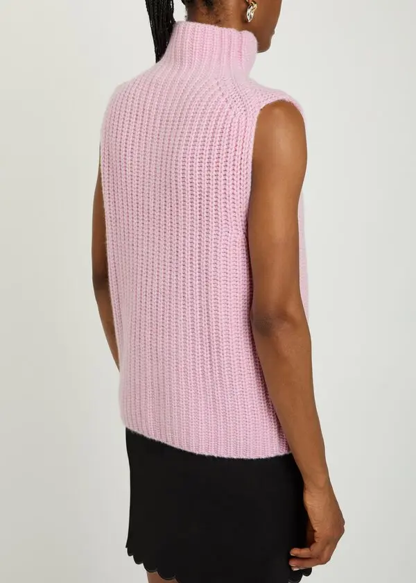 LISA YANG Jocelyne High-neck Cashmere Vest - Light Pink