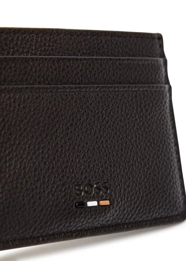 BOSS Ray Logo Grained Leather Card Holder