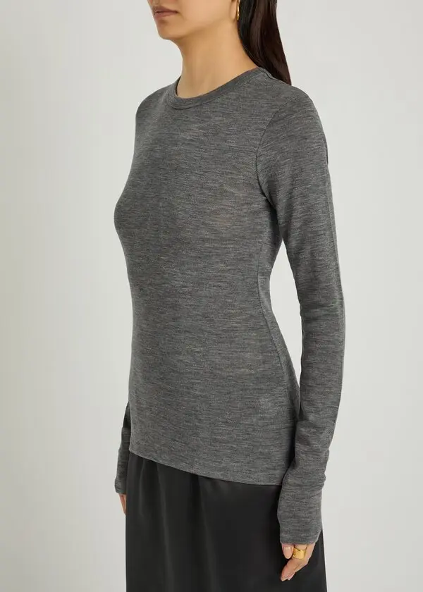 RÓHE Crew-neck Merino Wool T-shirt - Grey