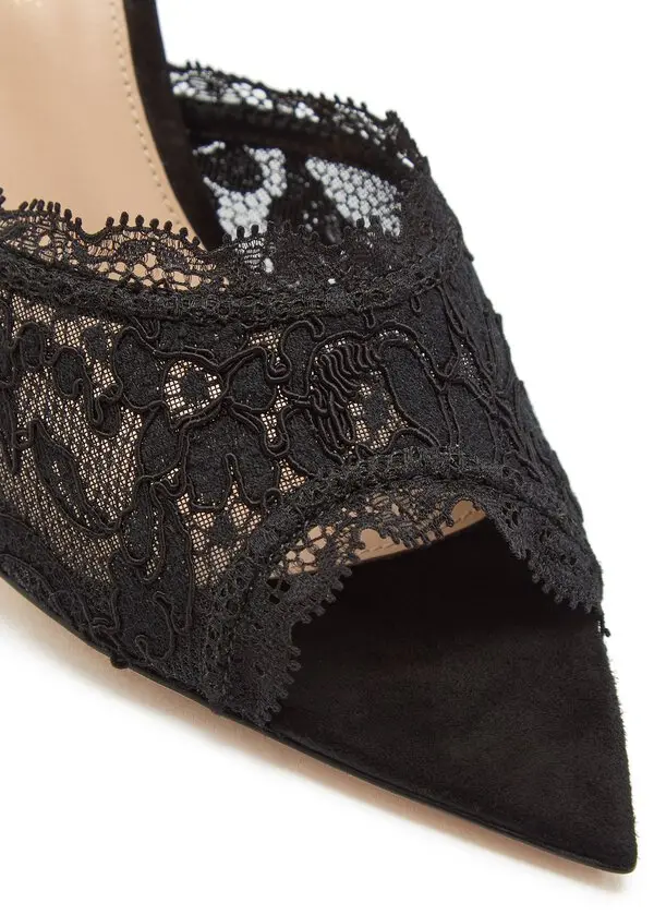 GIANVITO ROSSI Claudia 85 Lace And Suede Mules