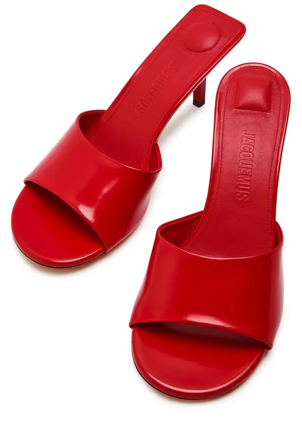 Jacquemus Les Mules Cubisto 70 Glossed Leather Mules - Red