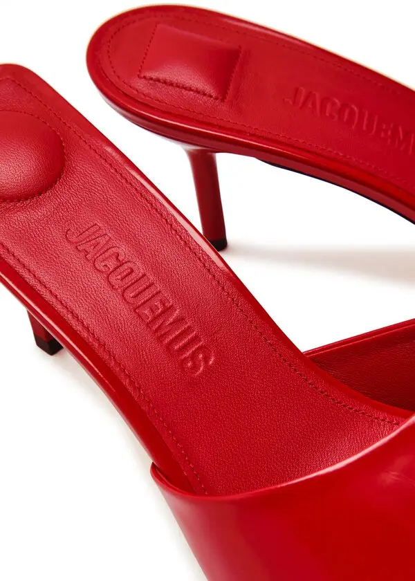Jacquemus Les Mules Cubisto 70 Glossed Leather Mules - Red