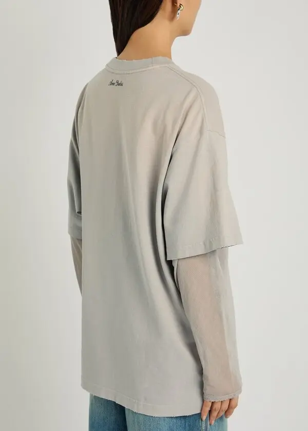 Acne Studios Edra Printed Layered T-shirt - Light Grey