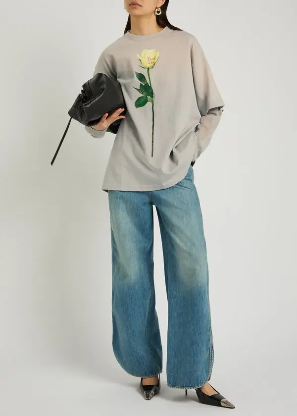 Acne Studios Edra Printed Layered T-shirt - Light Grey