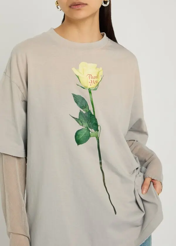 Acne Studios Edra Printed Layered T-shirt - Light Grey