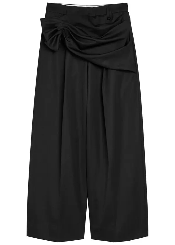 Simone Rocha Draped Wide-leg Gabardine Trousers