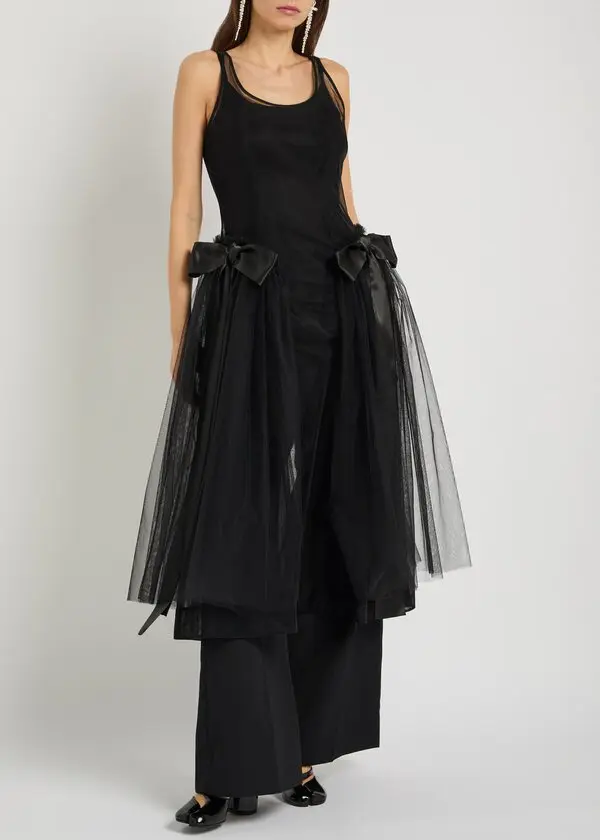 Simone Rocha Draped Wide-leg Gabardine Trousers