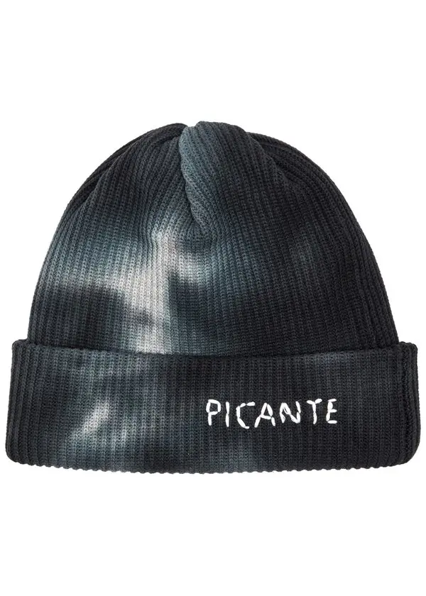 PICANTE Logo Tie-dye Ribbed Cotton Beanie - Black