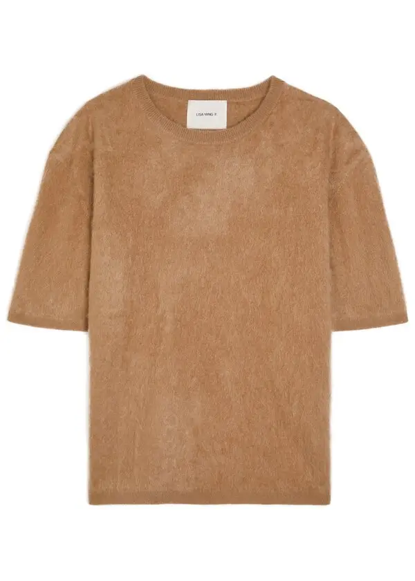 LISA YANG Brushed Cashmere Crewneck Top