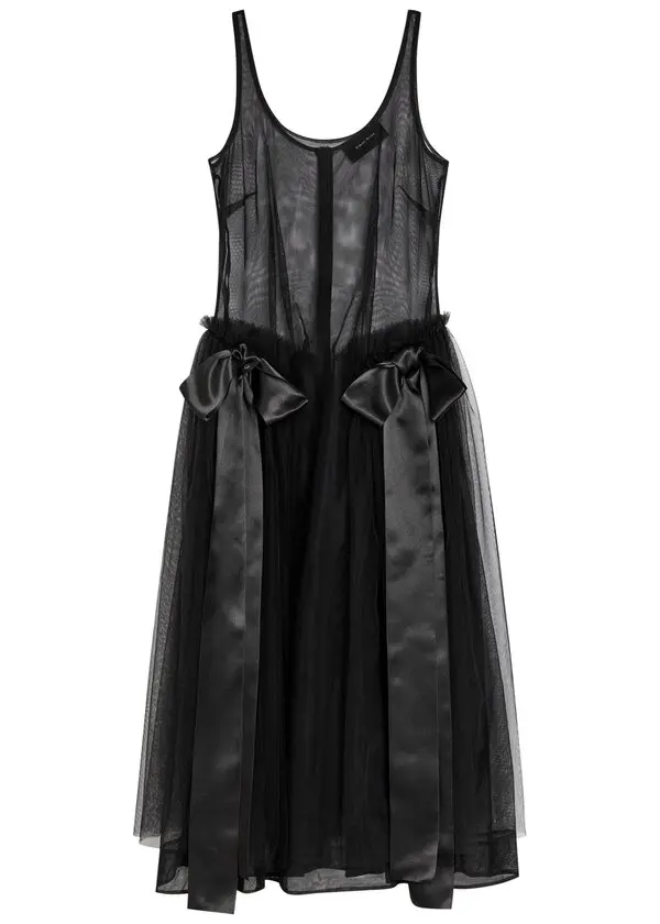 Simone Rocha Bow-appliquéd Tulle Midi Dress
