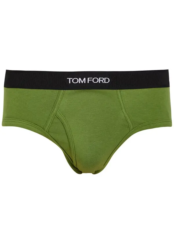 TOM FORD Stretch-cotton Briefs - Green